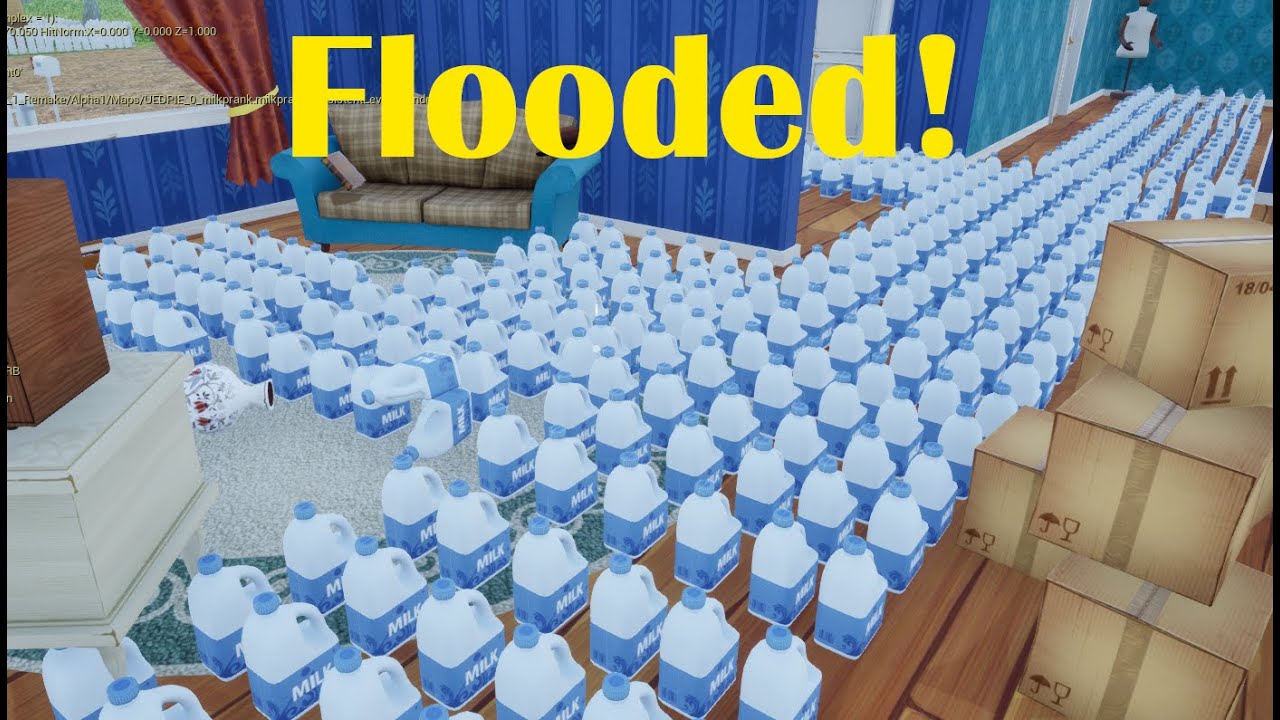 FLOODING THE NEIGHBOR'S HOUSE WITH MILK JUGS! (Goes Crazy) | Hello ...