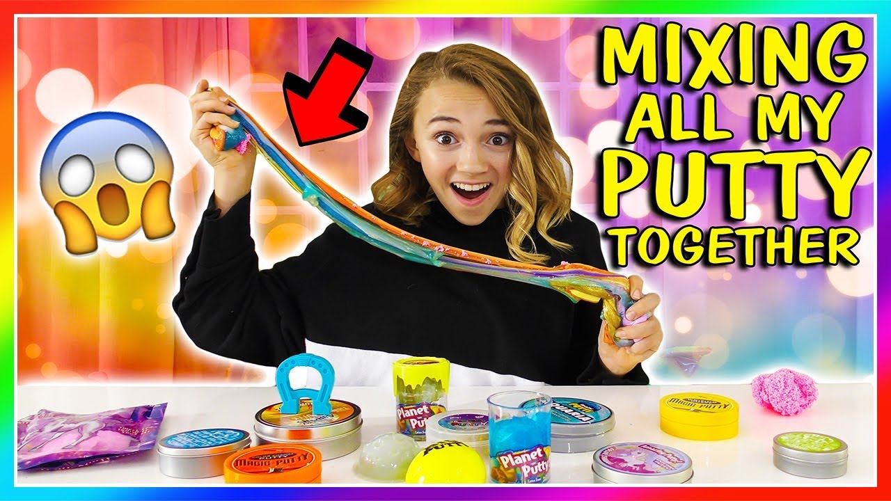 MIXING ALL MY PUTTY CHALLENGE | Making Rainbow Putty | Kayla Davis ...