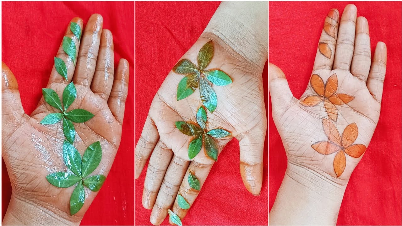 Easy mehndi trick with mehndi leaves ll New easy mehndi trick mehndi ...