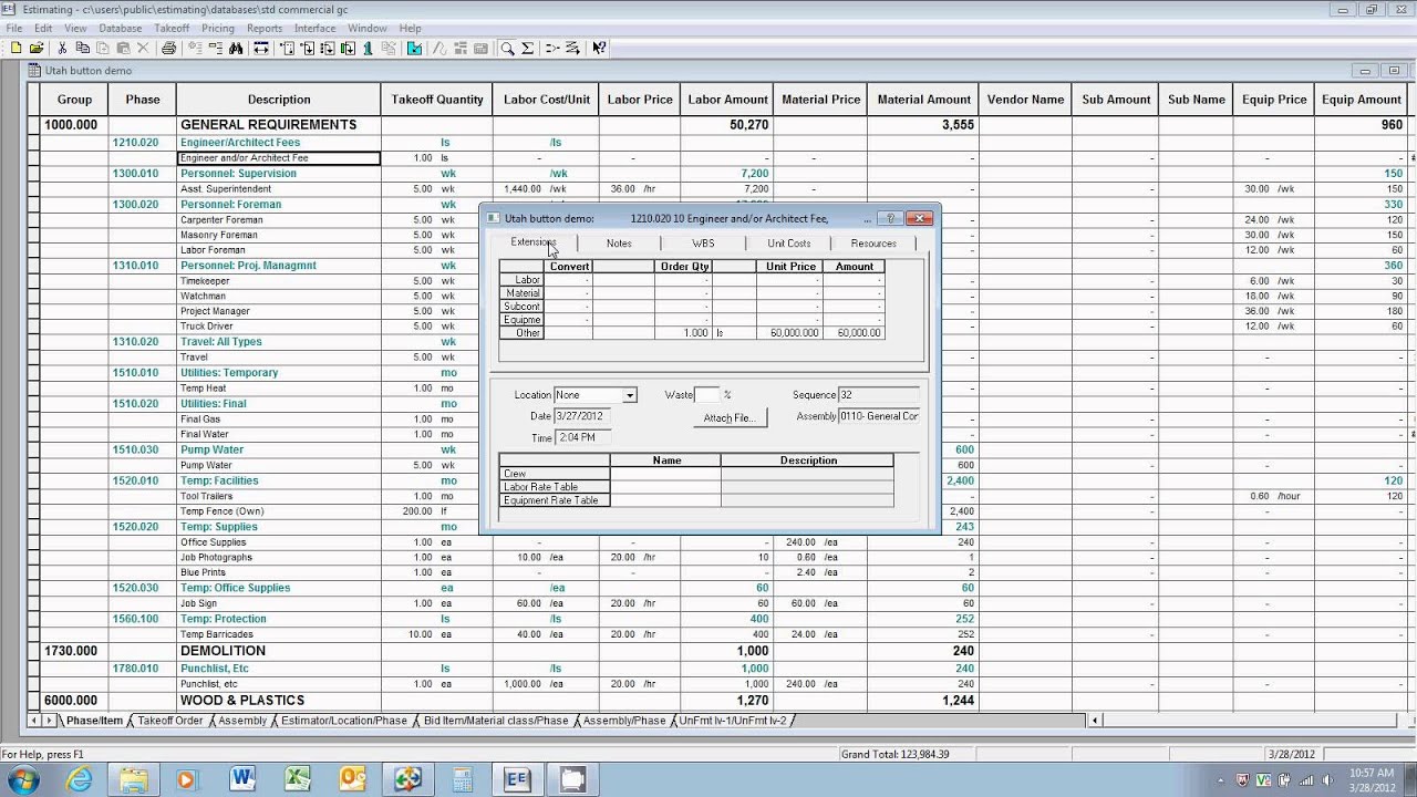 Sage 300 CRE Estimating - Using the Detail Window - YouTube