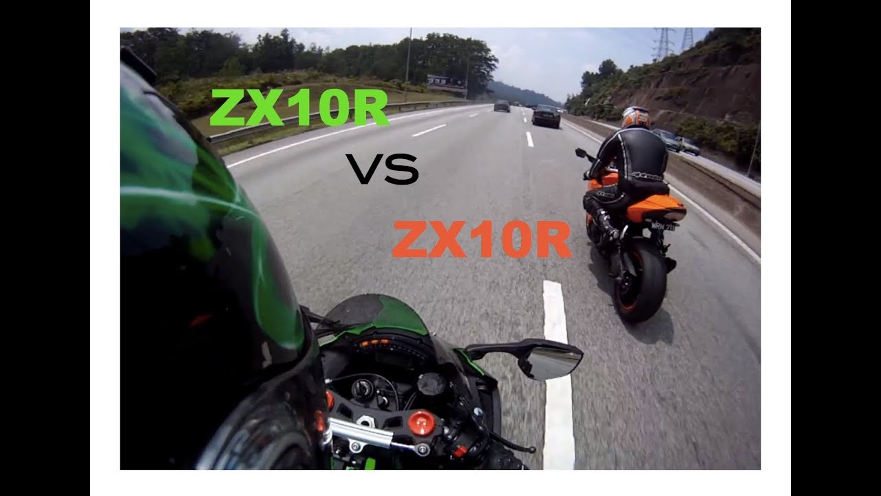 Kawasaki zx10r green chasing orange zx10r - YouTube