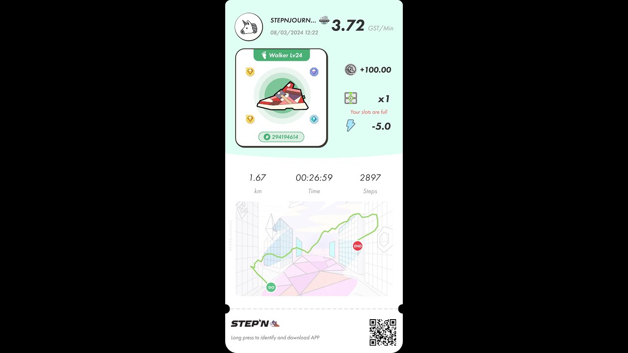 [STEP N JOURNEY] MY STEPN RECORD | 08-MAR-2024 (111st RUN) - YouTube