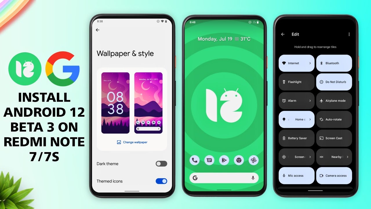 😍Install Android 12 Beta 3 on REDMI NOTE 7/7s | Android 12 Rom Review ...