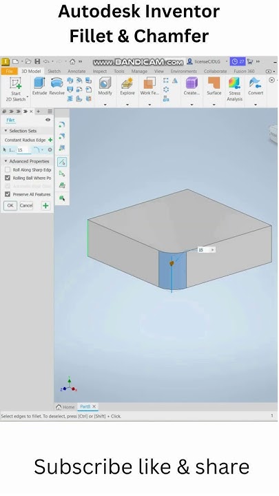 Fillet and Chamfer Command in AUTODESK INVENTOR #autodeskinventor #inventor - YouTube