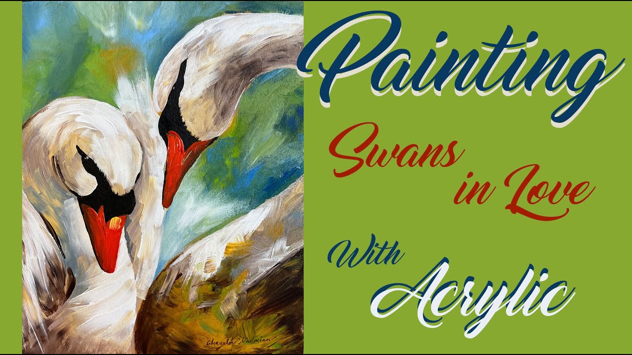 How to Painting Swans in love with acrylic | Acrylic technic in ...