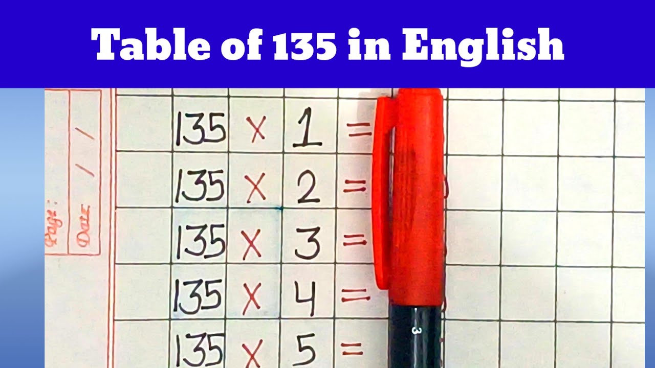 table of 135. multiplication table. table. - YouTube