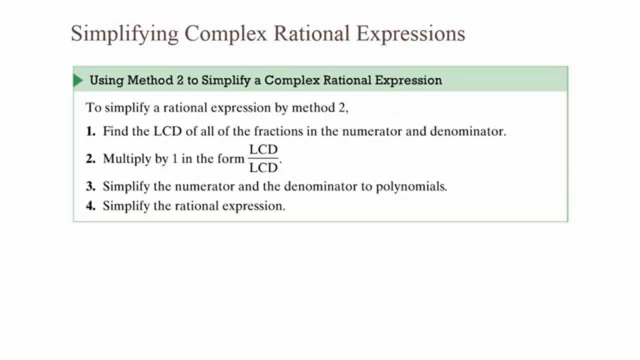 Simplifying Complex Rational Expressions Chapter 8 Section 4 - YouTube