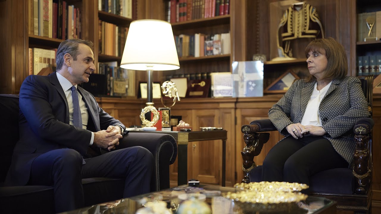 Δηλώσεις Κατερίνας Σακελλαροπούλου και Κυριάκου Μητσοτάκη κατά την ...