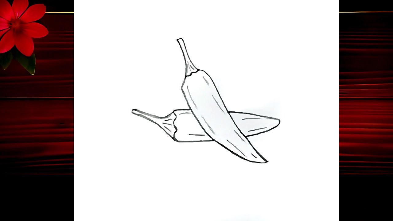 Chilli Drawing By Pencil || Easy Chilli Drawing | How to Draw A chilli ...