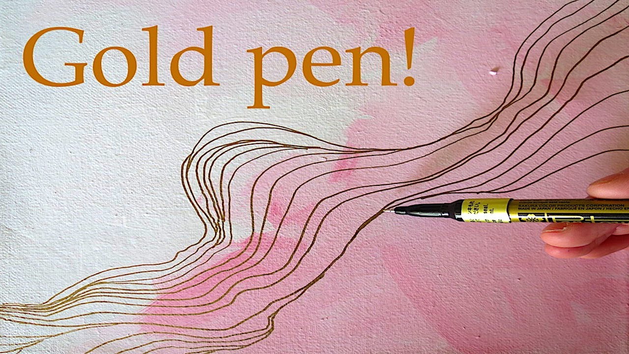 GOLD LINE PAINTING / Simple abstract acrylics / Step by Step for ...