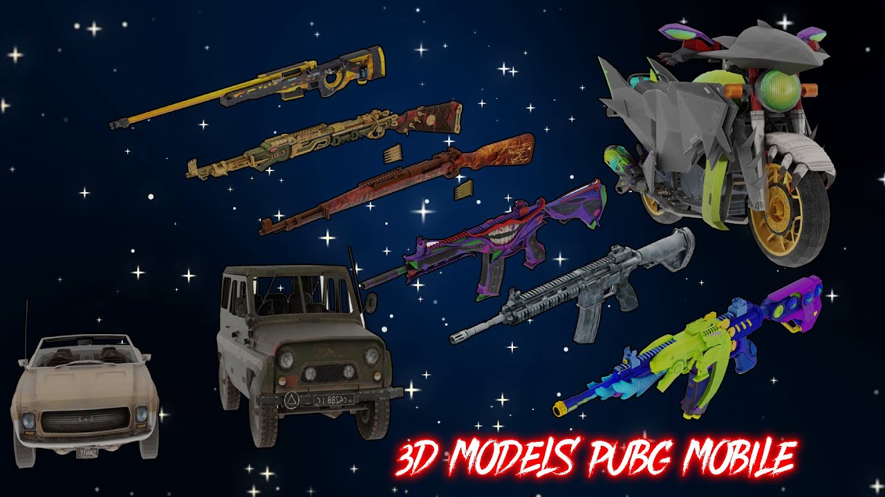 Pubg Mobile 3D Models Giveaway || Pubg Mobile Gun Skin Models - YouTube