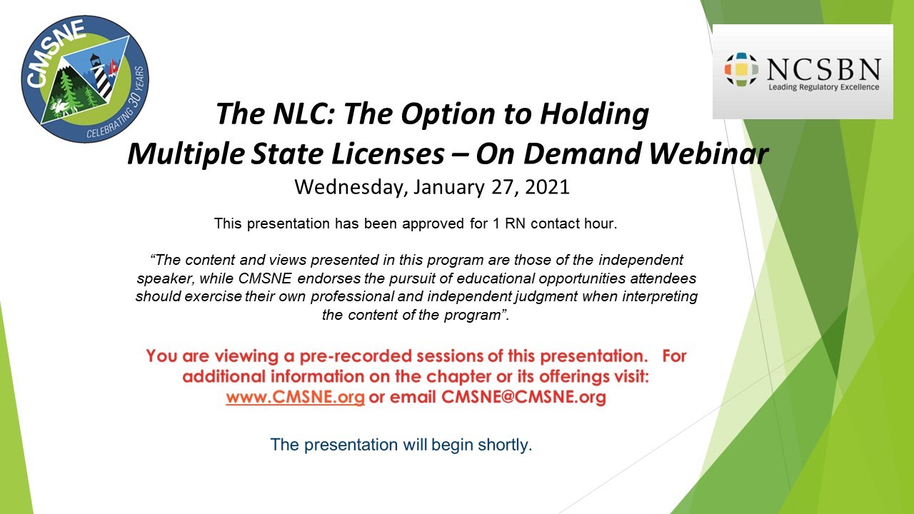 The NLC: The Option to Holding Multiple State Licenses - YouTube