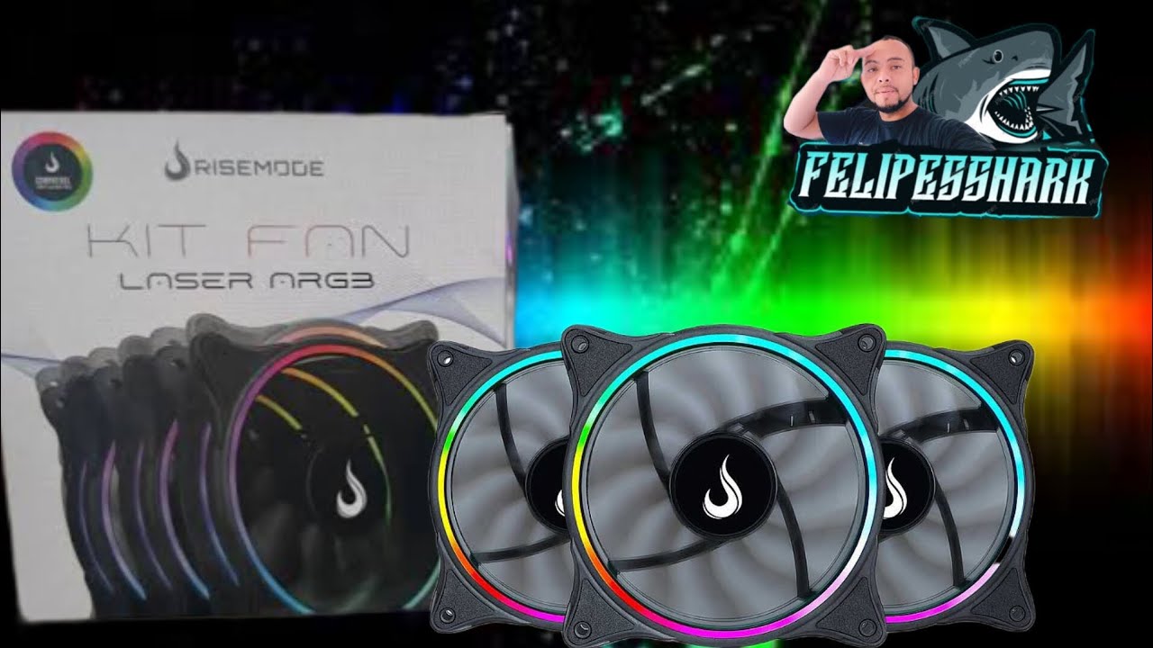 Kit fans laser argb rise mode 120mm com controladora - YouTube