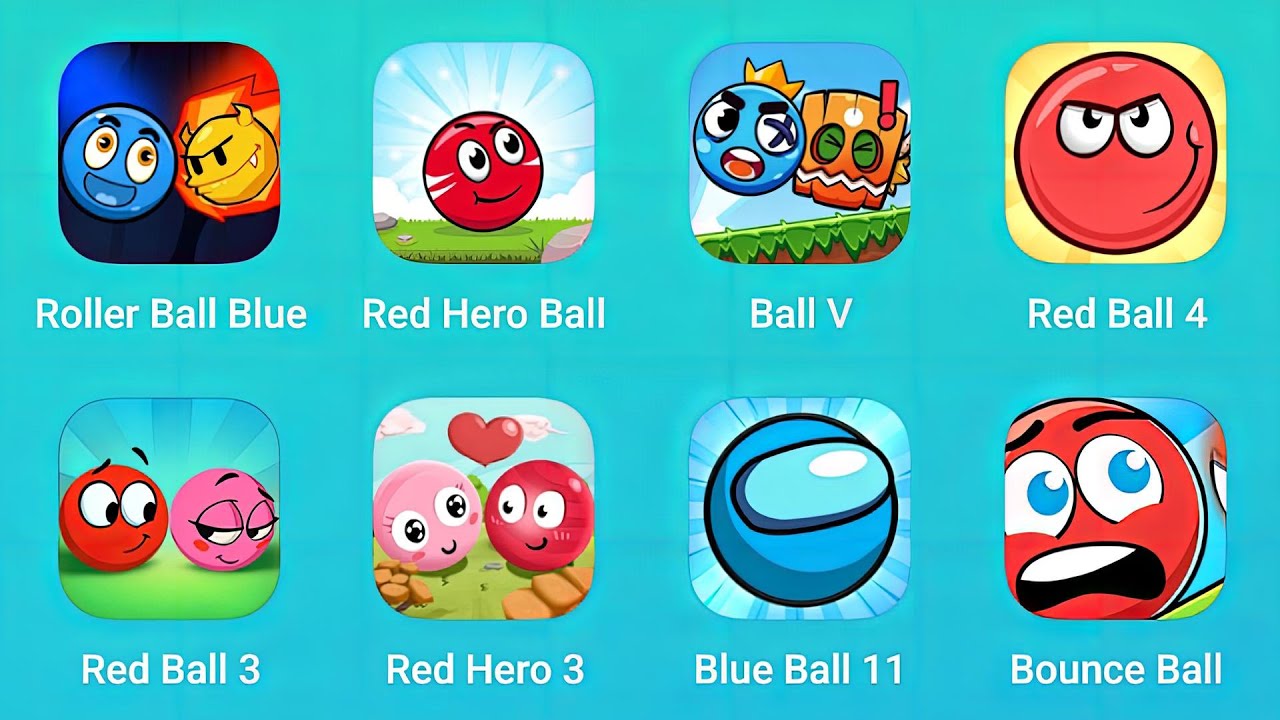 Roller Ball Blue, Red Hero Ball, Ball V, Red Ball 4, Red Ball 3, Blue ...