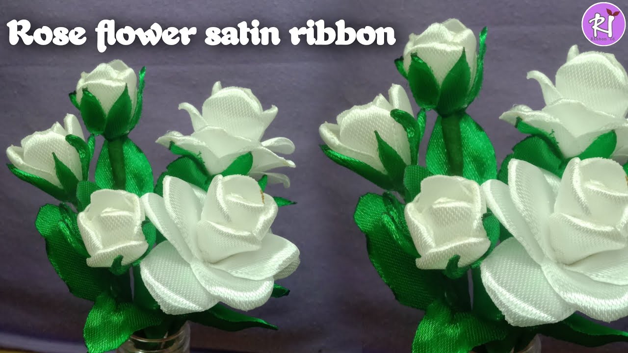 DIY | How to make satin ribbon flowers rose easy | Rose Flowers making ...