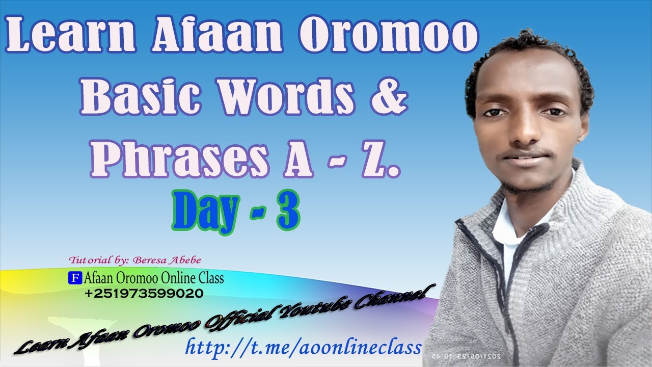 Learn Afaan Oromo basic words in alphabets part E-F - YouTube