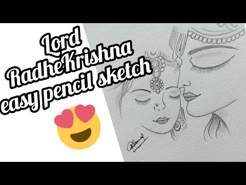 Lord Radhe Krishna pencil sketch|Radhe Krishna beautiful pencil drawing ...