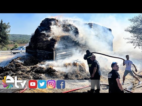 LPG'Lİ OTOMOBİL YANGINI ÖNCE TARLAYA SONRA TIRA SIÇRADI
