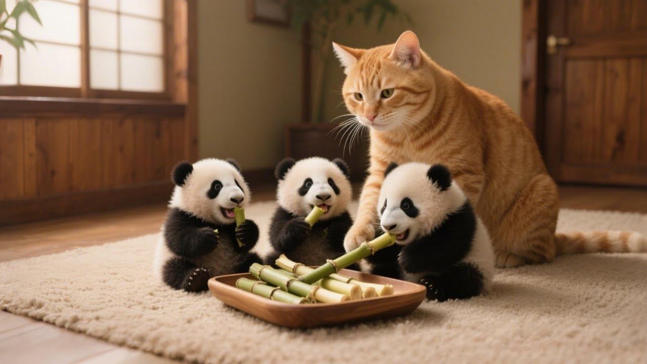 Mama Cat and Kitten Help Baby Pandas – Heartwarming Story 🐾🐼 ️ - YouTube