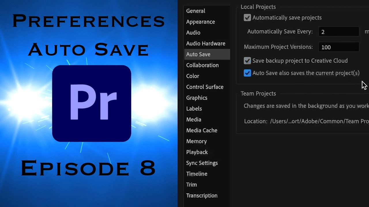 Preferences: Auto Save - Learning Premiere Pro 2024 - Episode 08 - YouTube