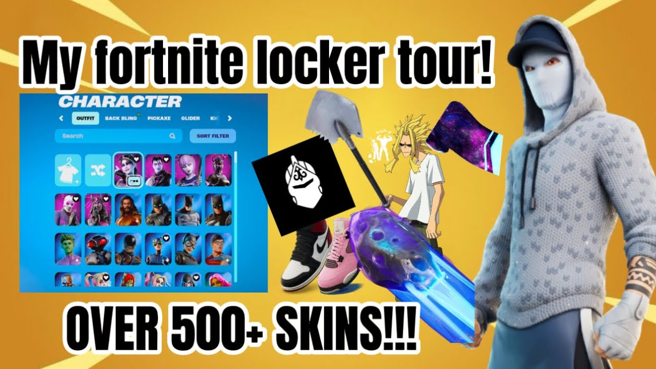 FORTNITE LOCKER TOUR 500+ SKINS!!!! - YouTube