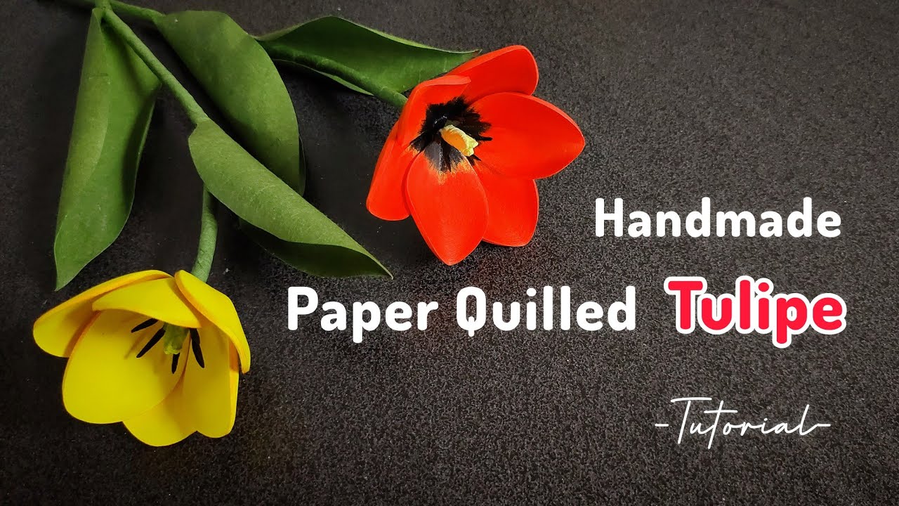 How To Make Tulip Flower With Quilling Paper - YouTube