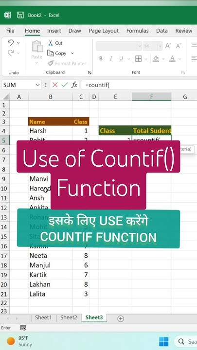 Count student using countif | countif function #excelshorts #formula #virashorts - YouTube
