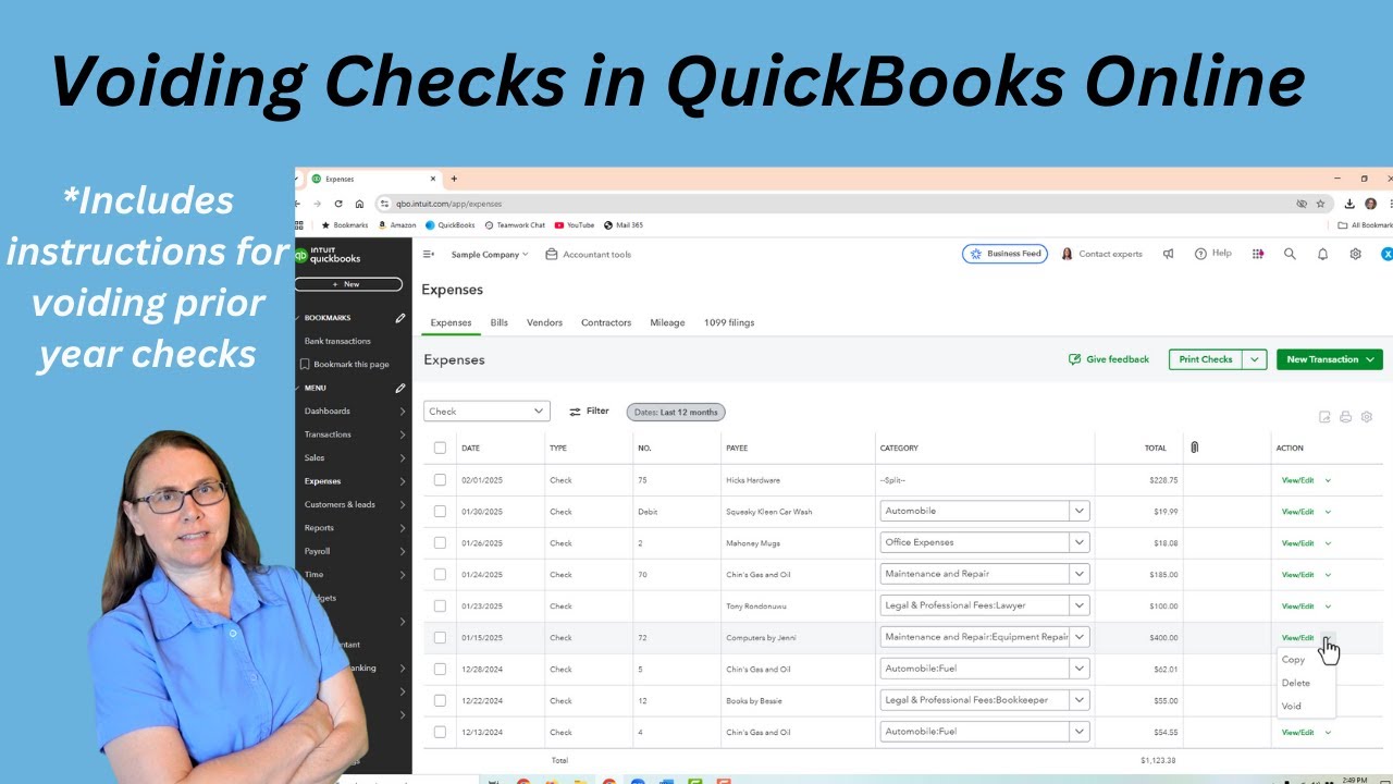 Voiding Checks in QuickBooks Online - YouTube