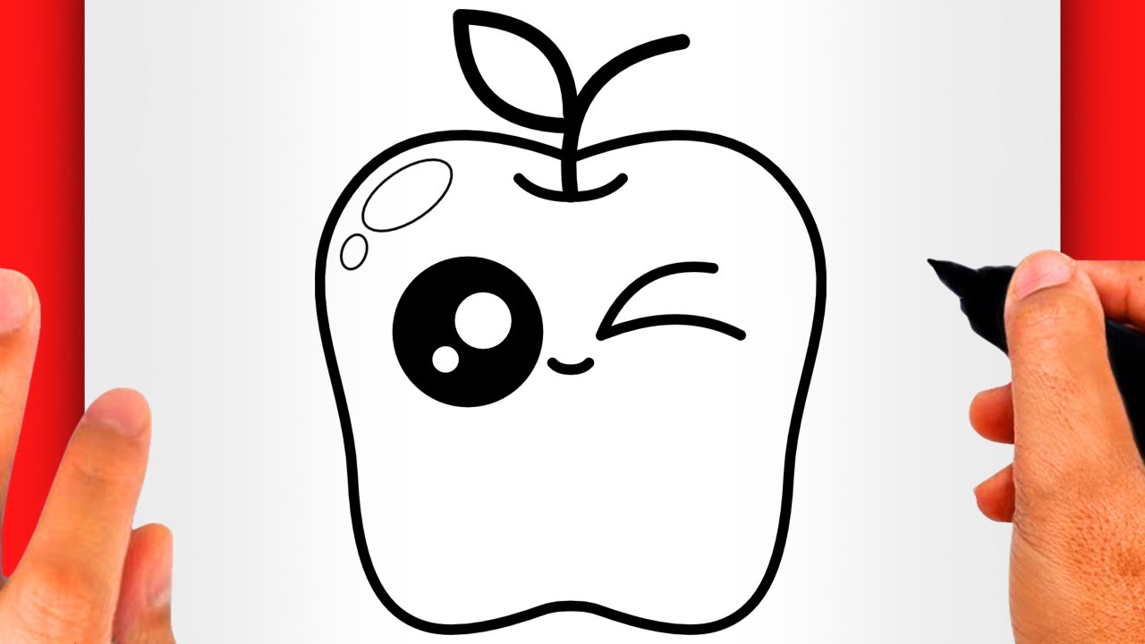 HOW TO DRAW AN APPLE (EASY) - Cute Apple Drawing (EASY) - YouTube