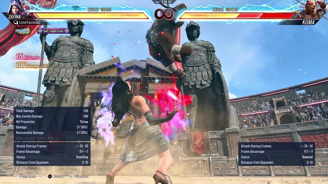 Tekken 8 - Zafina - Season 2 - CH SCR D3,3 into Heat Dash Combo - 100 Dmg - YouTube