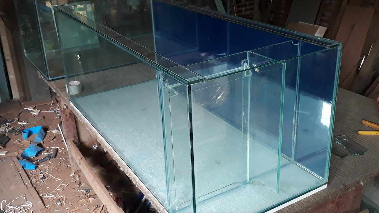 Pembuatan aquarium filter samping uk.120x50x45 kaca full 8mili ...