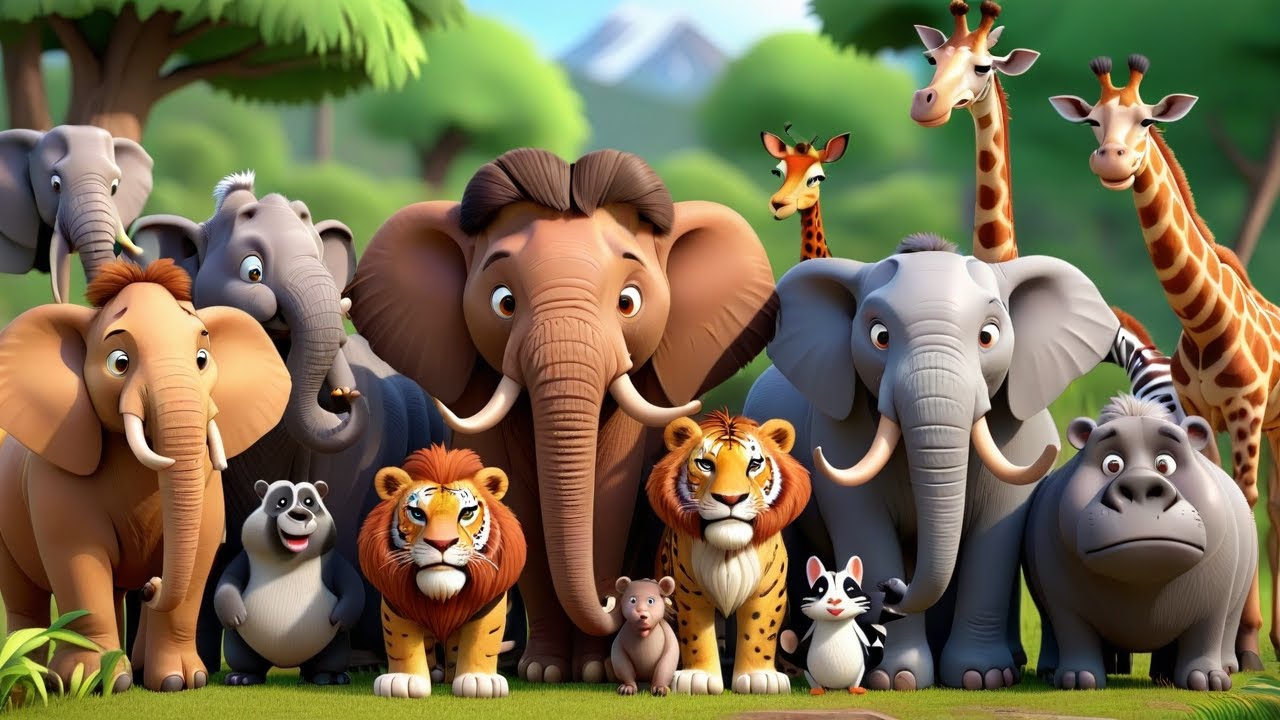 Cartoon Animal Sounds Compilation: Bear, Dog, Giraffe, Cow, Pig, Rhino ...