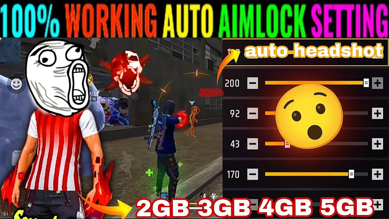 Free fire headshot Settings ll free fire auto headshot setting 😱 2gb 3gb 4gb 5gb - YouTube