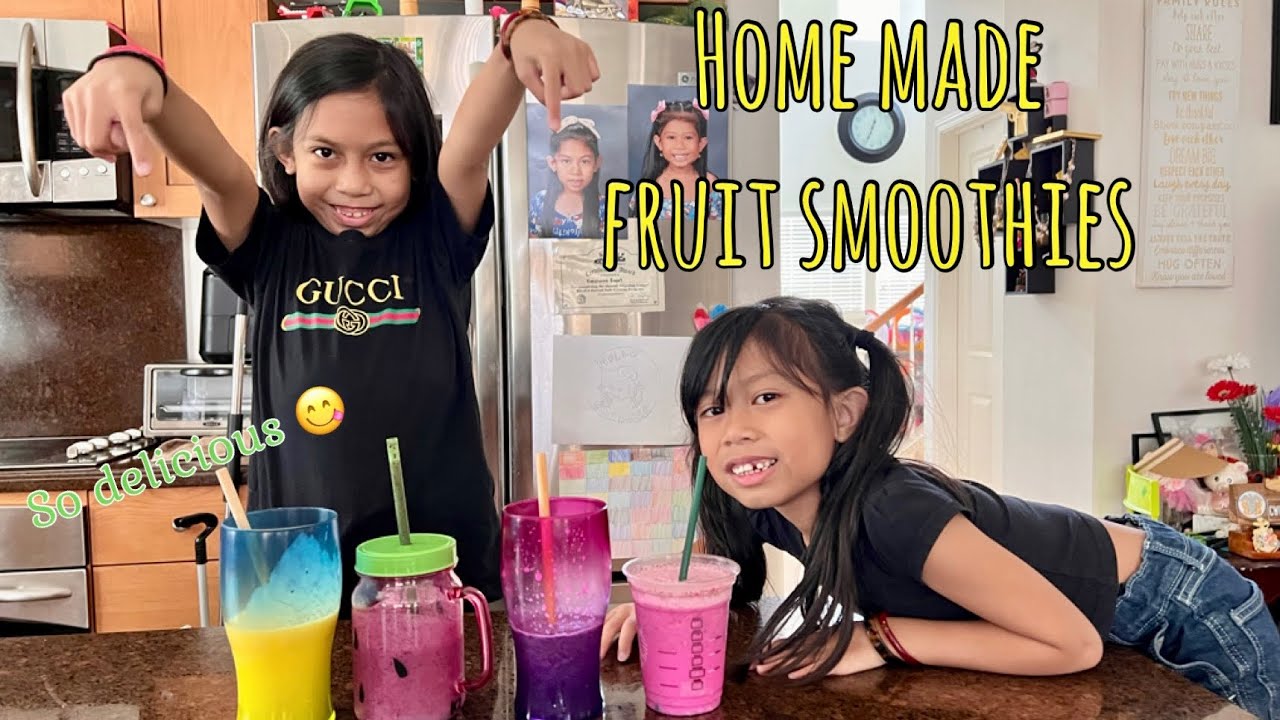 We made fruit smoothies at home - YouTube
