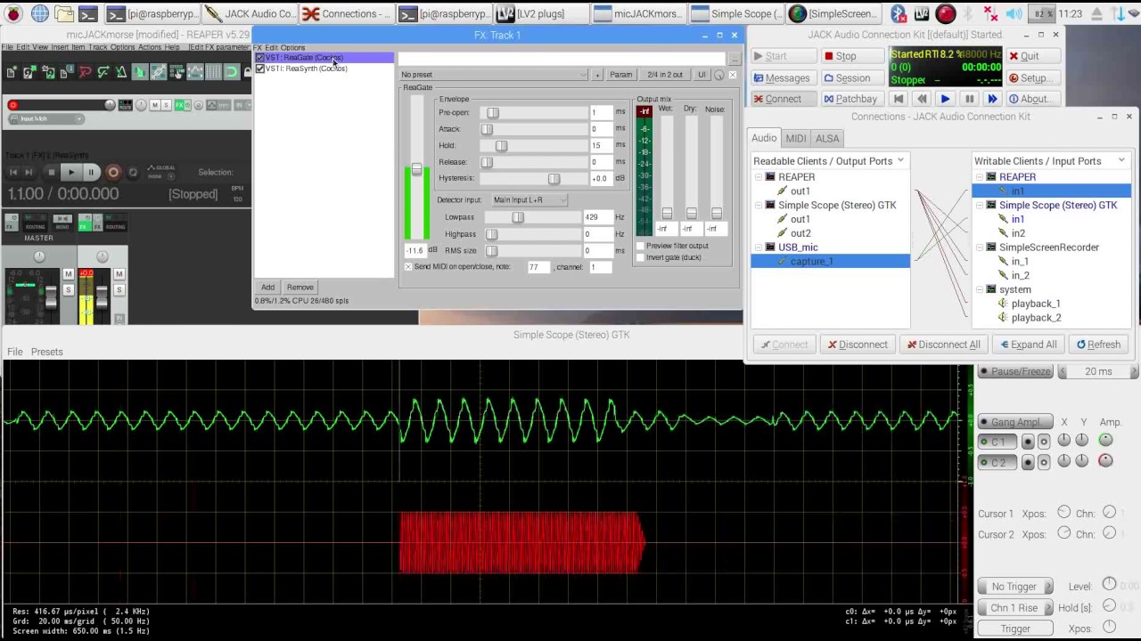Raspberry Pi Morse Code Straight Key - Experimental setup using LINUX NATIVE REAPER - YouTube