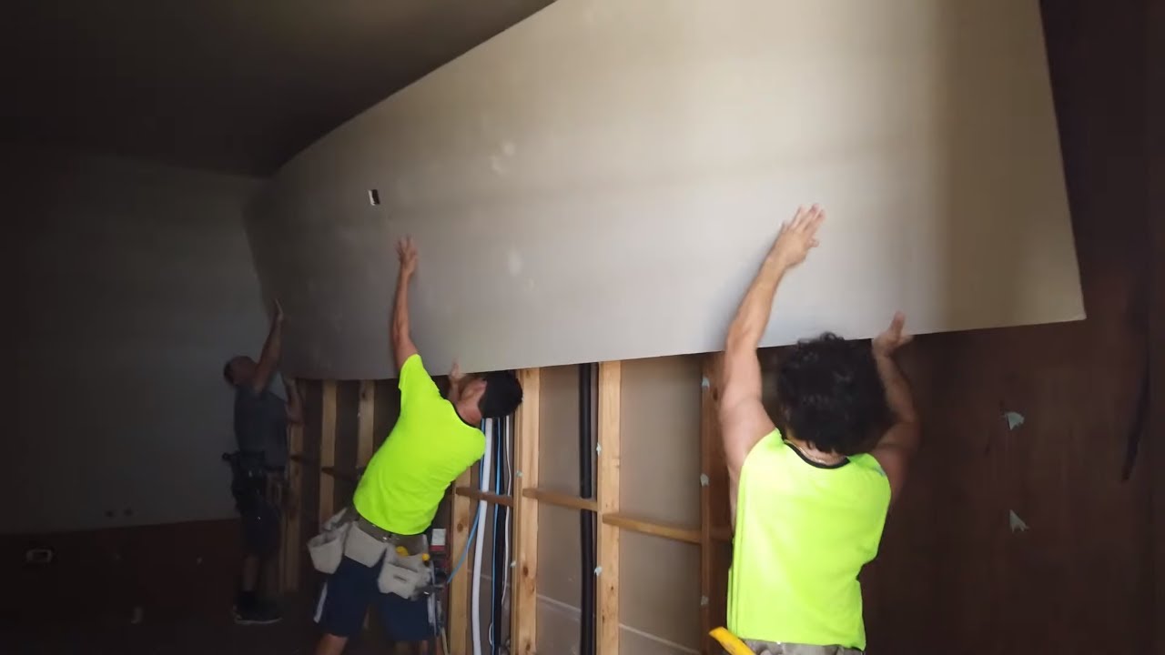 Drywall Plastering Construction Job - YouTube