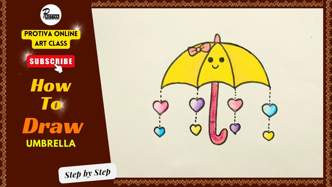 How to draw a Umbrella Step by Step | Umbrella Drawing Lesson - YouTube