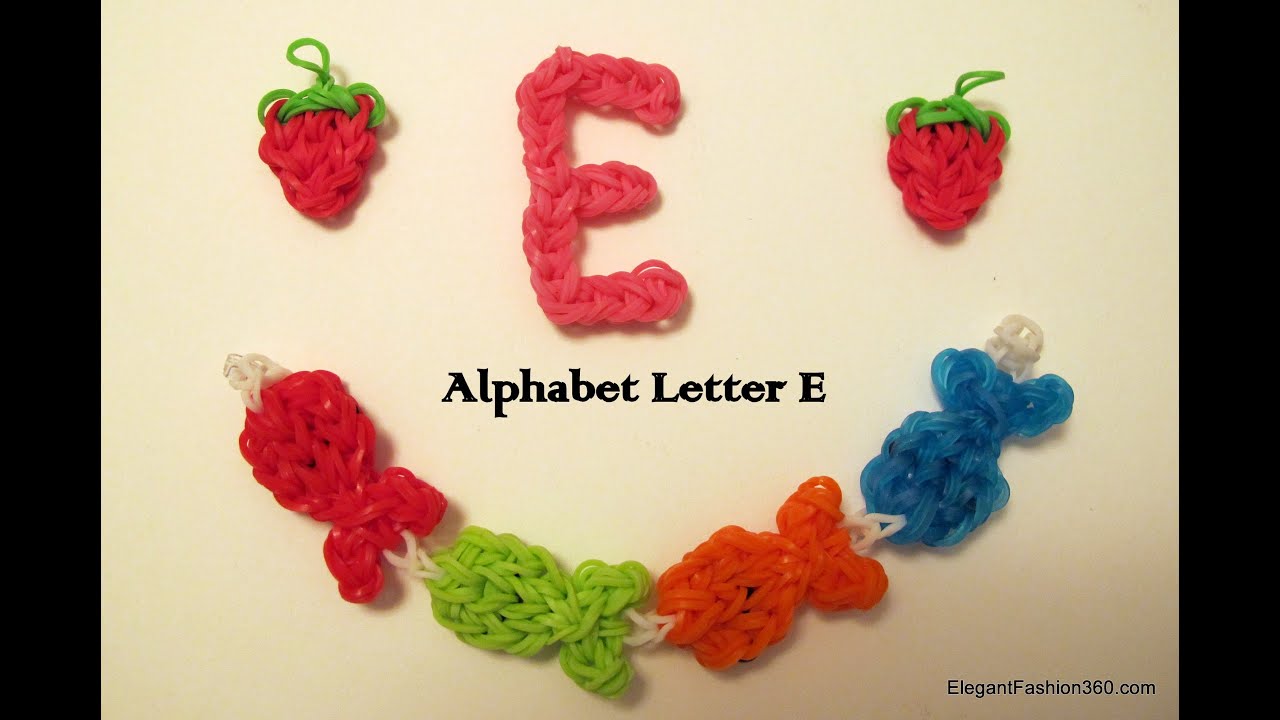 How to make alphabet letter E on rainbow loom - YouTube