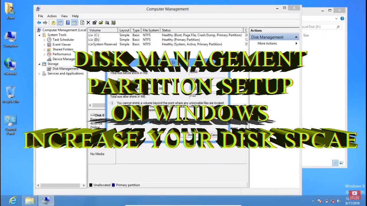 Create Delete Extend Or Shrink Partition Disk Management Windows