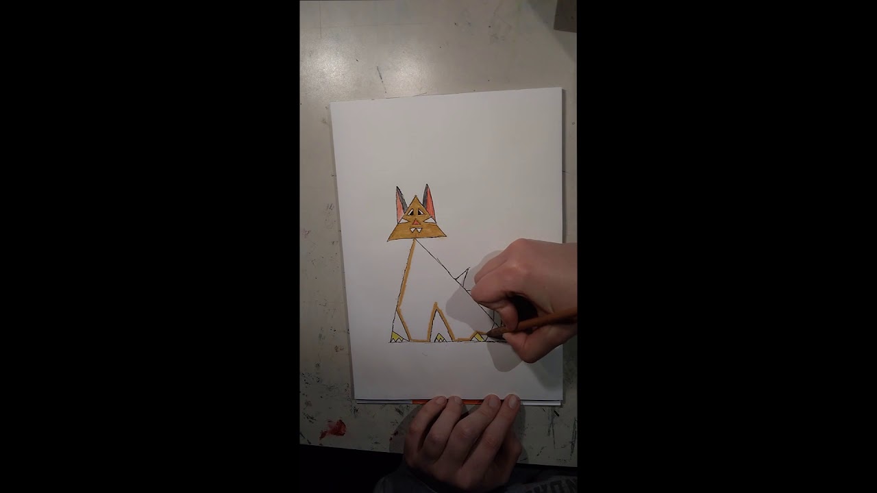 how to draw a cat using only triangles - YouTube