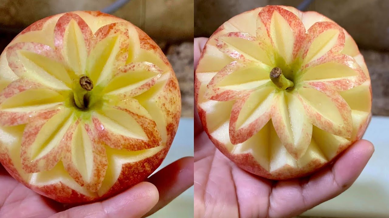 How to carving apple simple and easy way - YouTube