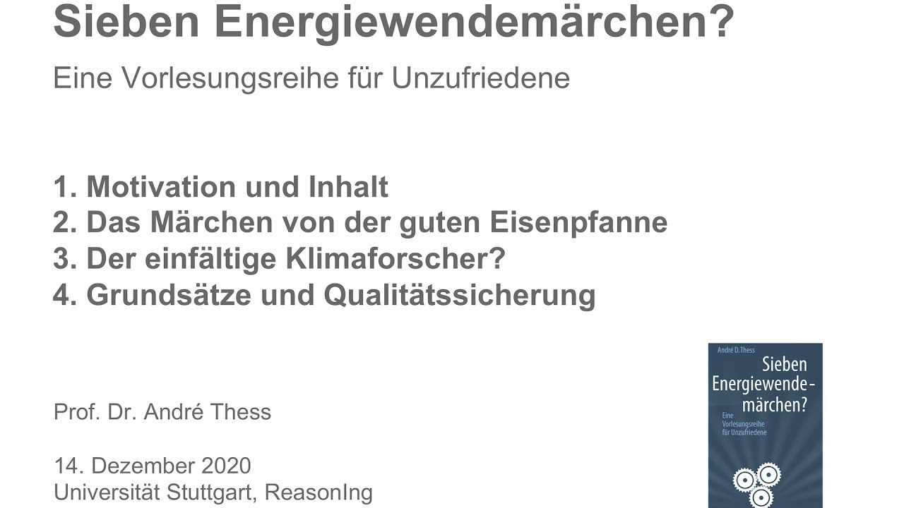 Prof. André Thess: Sieben Energiewendemärchen? - Vortrag & Diskussion ...