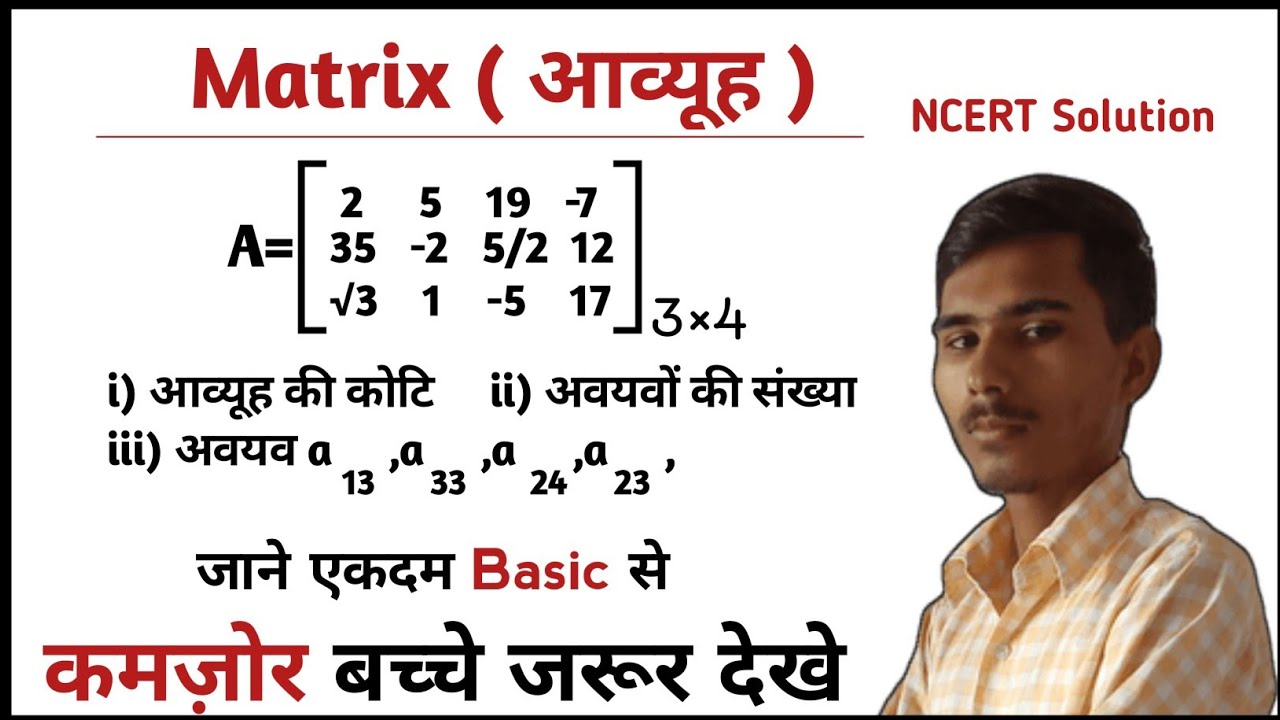 Class 12th Matrix (आव्यूह) Exercise 3.1 Question 1 | NCERT Book | - YouTube