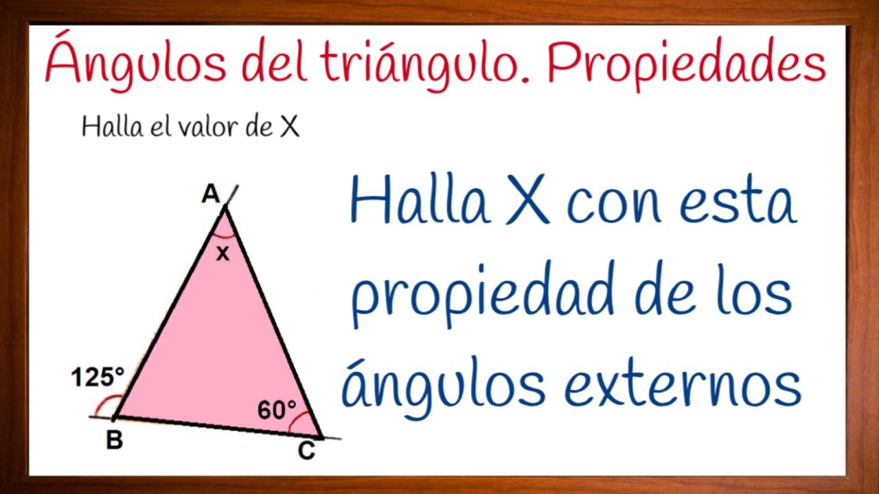 Propiedad del ángulo exterior del triángulo. Ejercicios resueltos - YouTube
