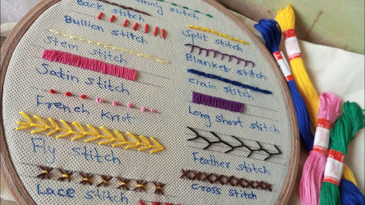 15 Basic Hand Embroidery stitches tutorial for beginners @Ayeshas_TCC # ...