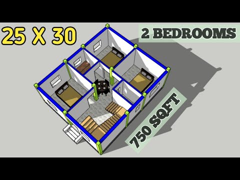 25by30 house plan with 3 bedrooms || 750 SQFT HOUSE PLAN || 3d house ...