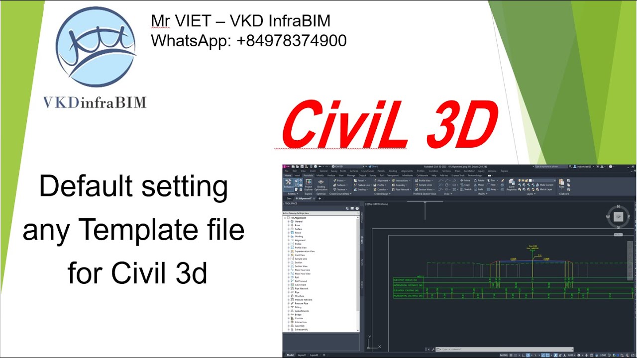 Default setting any Template file for Civil 3d - YouTube