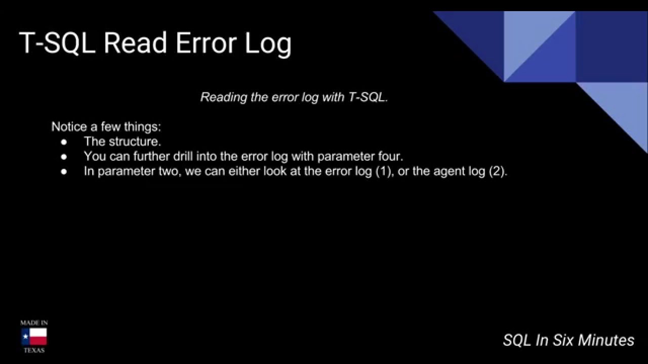 T SQL How To Read The Error Log YouTube t-sql-how-to-read-the-error-log-youtube