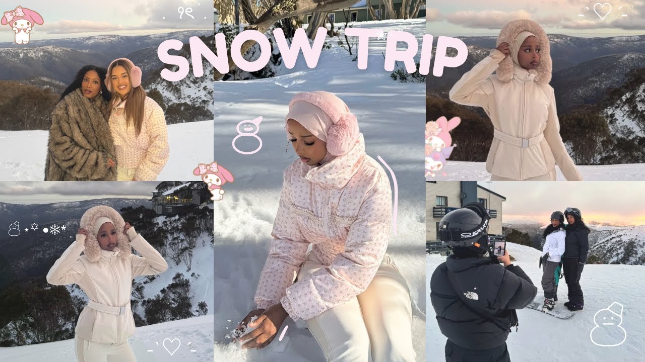 SKI trip ☃︎ first time in the snow, cute cafes, friends, manhua lash ...