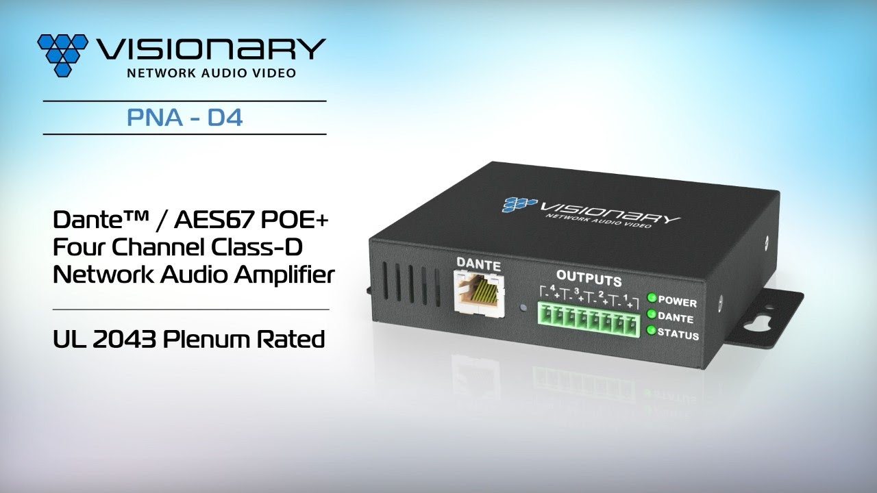 Dante™/AES67 POE+ Four Channel Class-D Network Audio Amplifier - YouTube